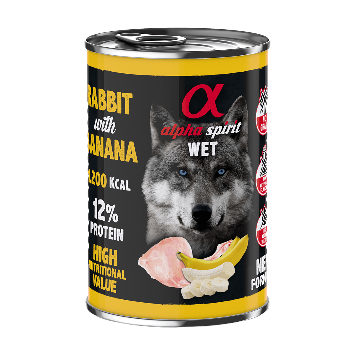 ALIMENTO HUMEDO 400GR CONEJO CON PLATANO ALPHA SPIRIT